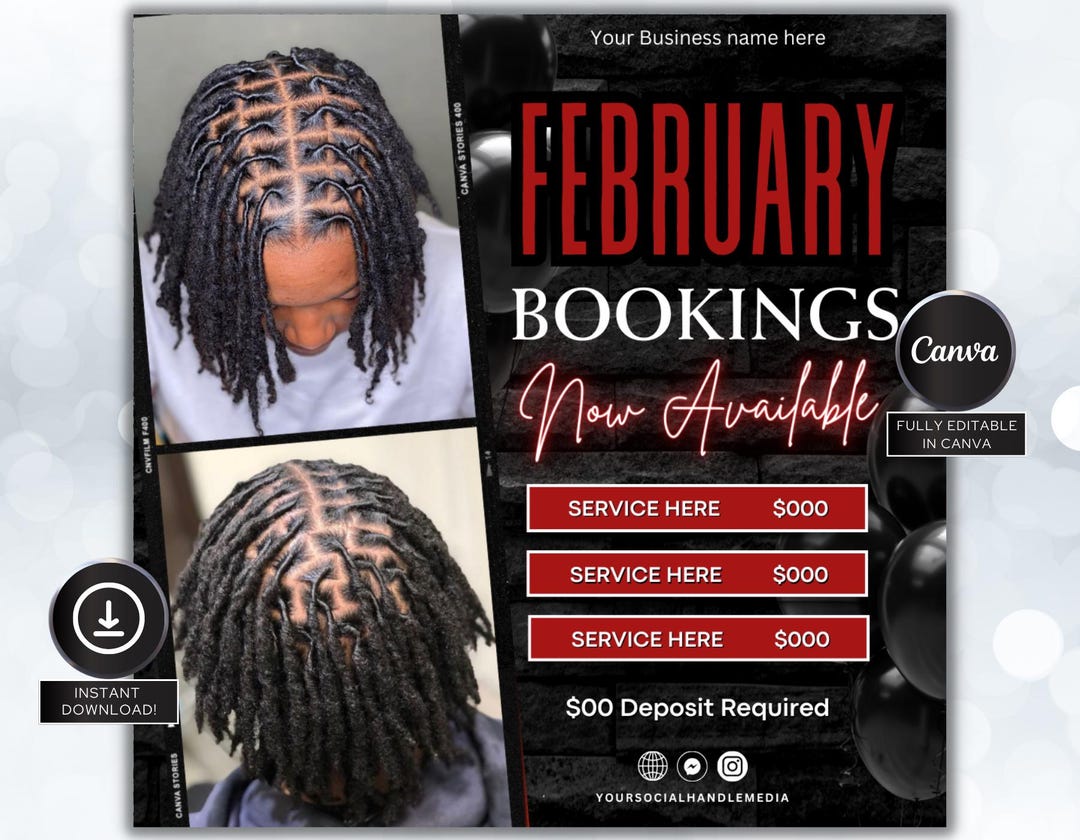 February Locs & Styles Flyer ,social Media Dread Locks Flyer ,hair ...