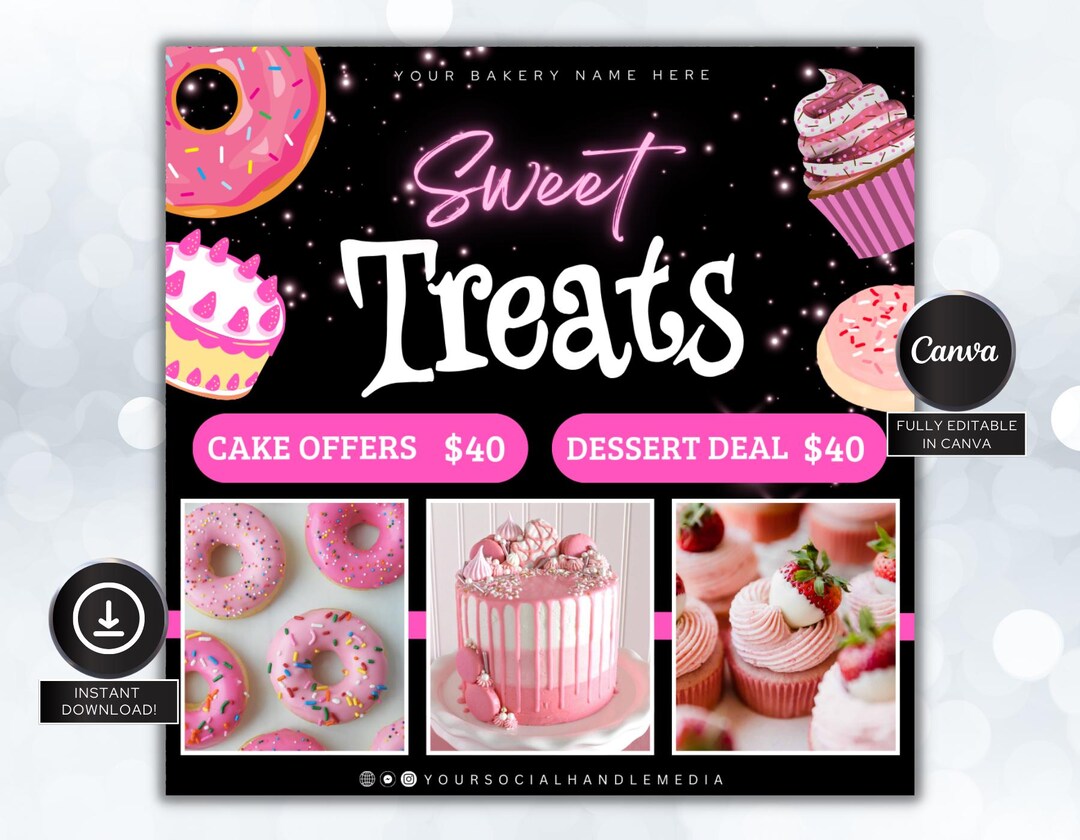 Bakery Flyer, Cake Flyer, Sweet Treats Dessert Flyer, DIY Flyer ...