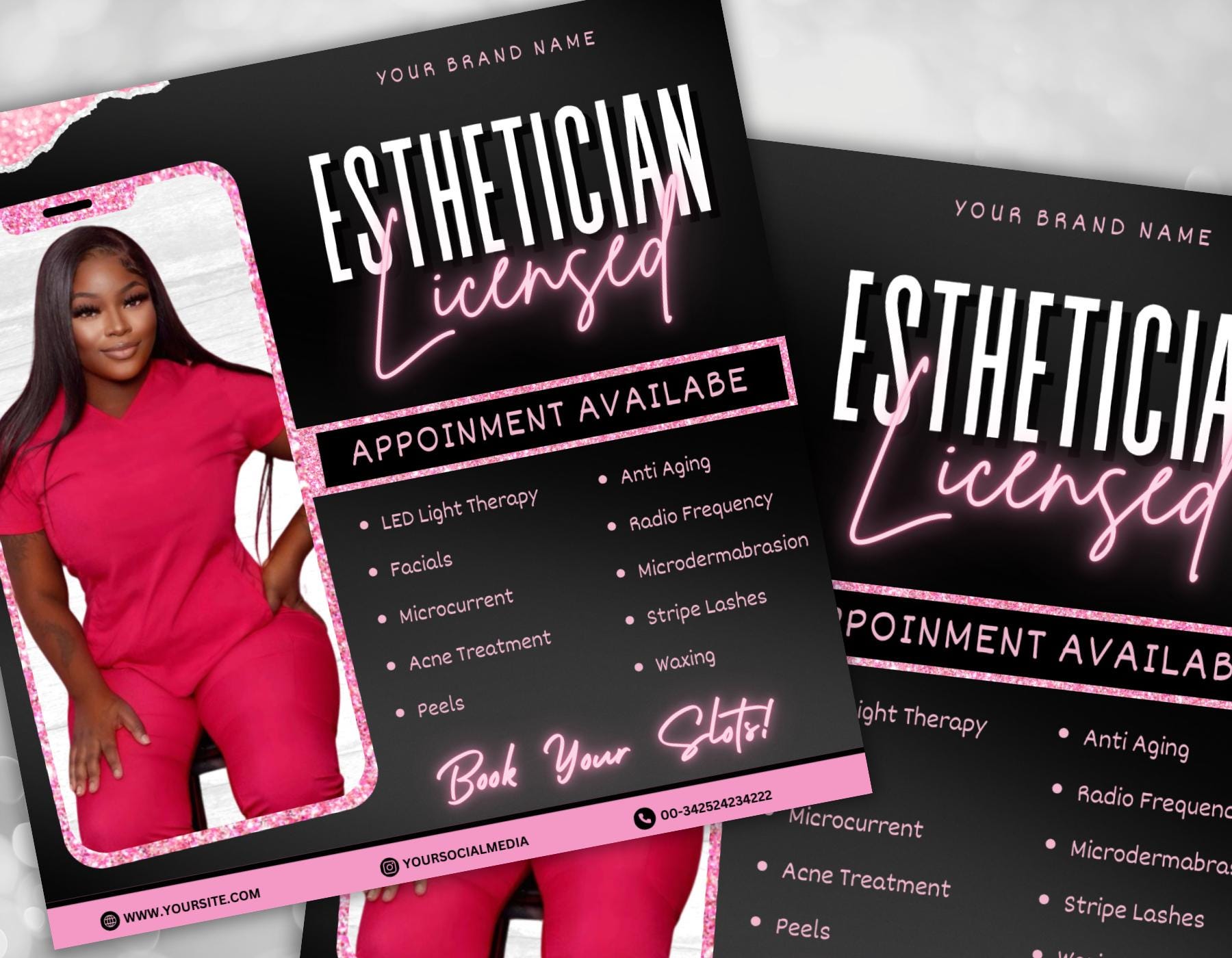 Esthetician Flyer, DIY Flyer Template Design, Skin Care Services Flyer ...