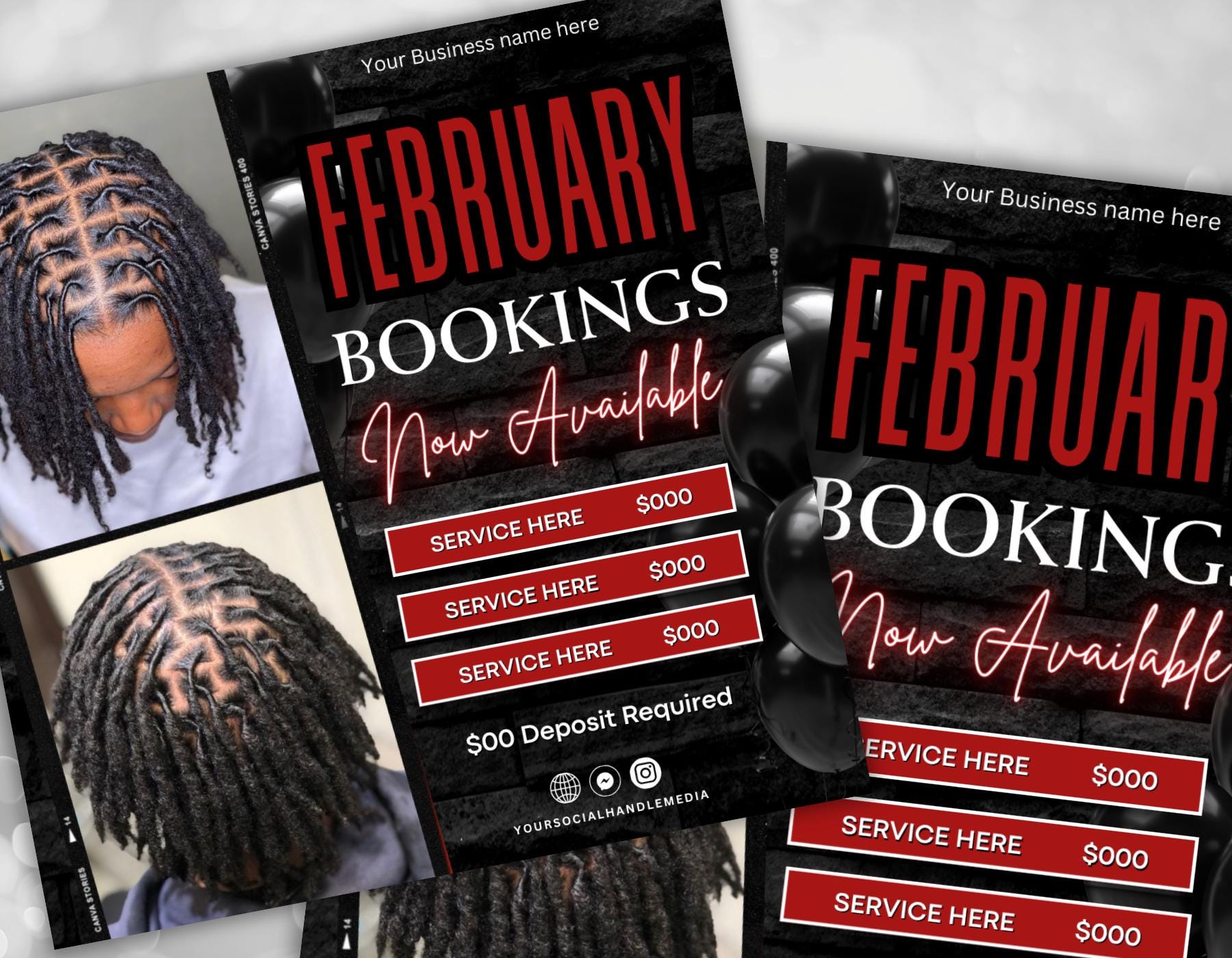 February Locs & Styles Flyer ,social Media Dread Locks Flyer ,hair ...