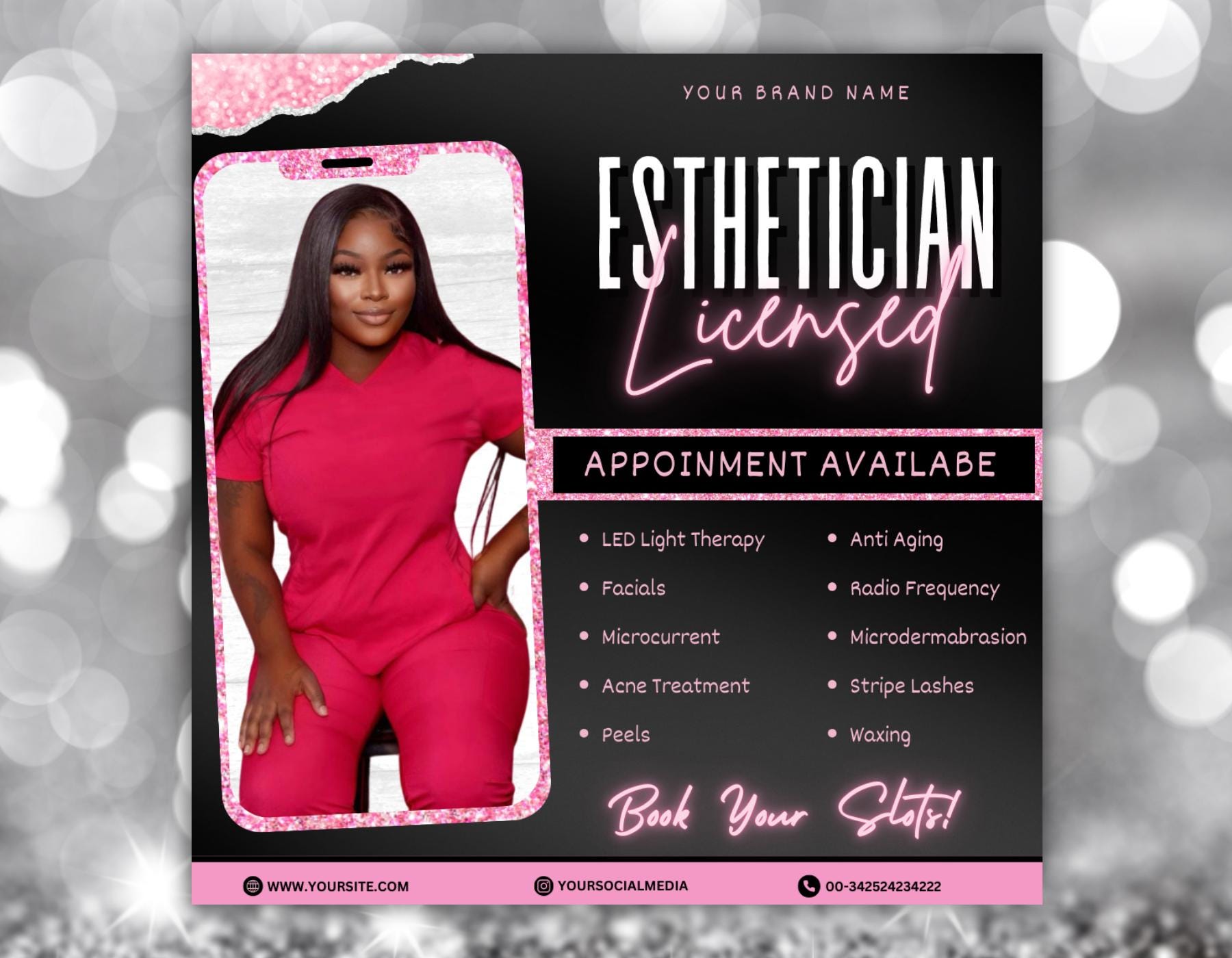 Esthetician Flyer, DIY Flyer Template Design, Skin Care Services Flyer ...