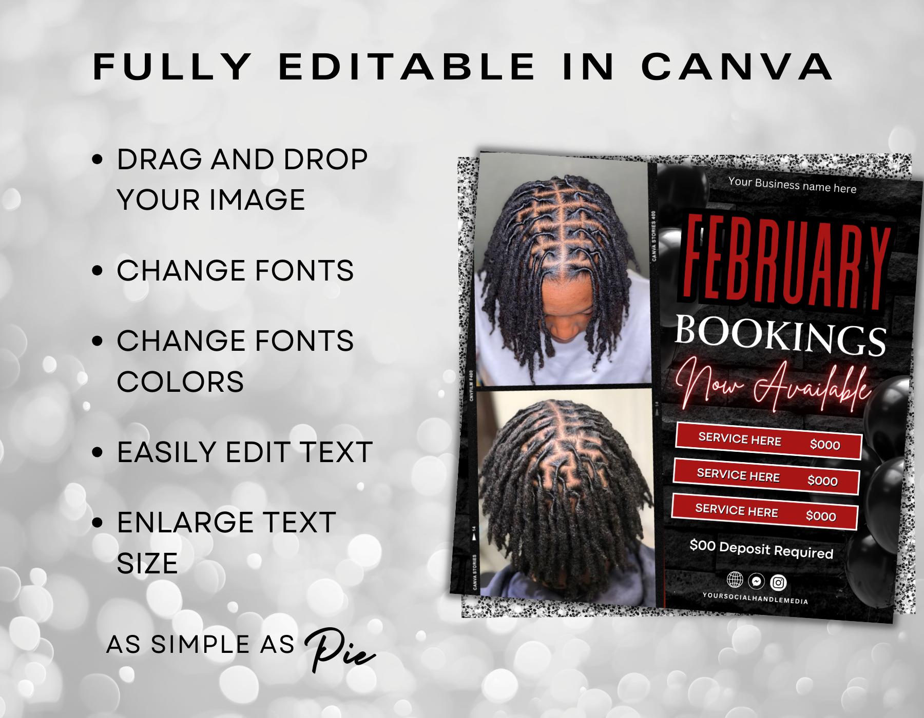 February Locs & Styles Flyer ,social Media Dread Locks Flyer ,hair ...