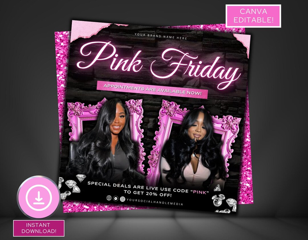 Black Friday Flyer, Pink Friday Flyer, Black Friday Sale Flyer, Cyber ...