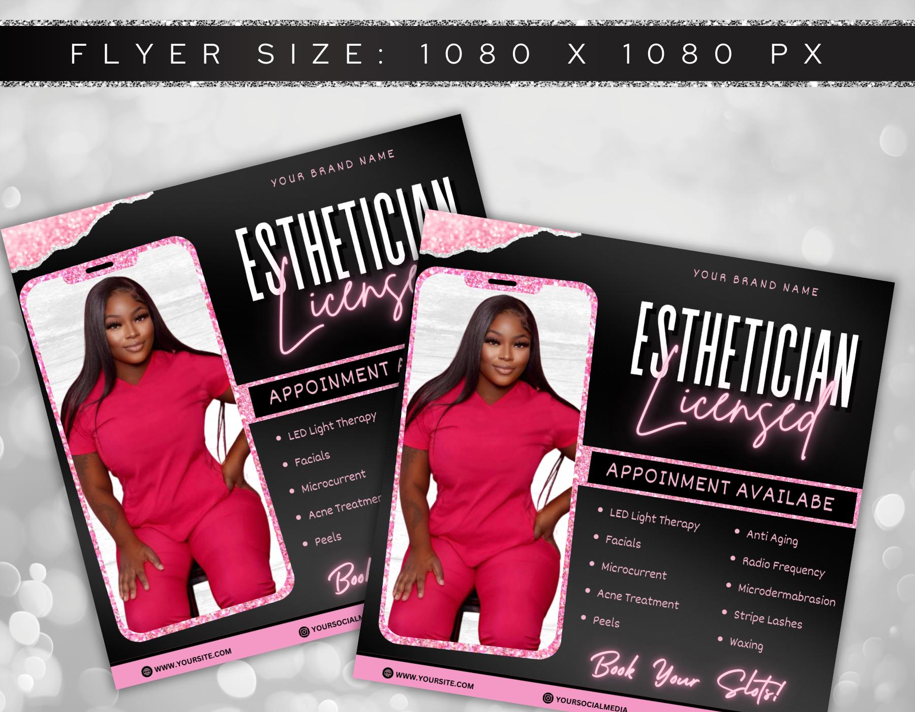 Esthetician Flyer, DIY Flyer Template Design, Skin Care Services Flyer ...