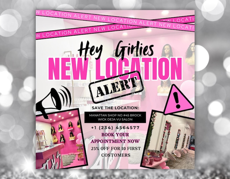 New Location Beauty Flyer, DIY Flyer Template Design, Store Opening ...