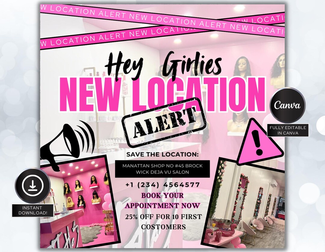 New Location Beauty Flyer, DIY Flyer Template Design, Store Opening ...