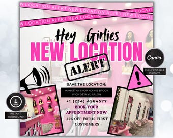 New Location Beauty Flyer, DIY Flyer Template Design, Store Opening ...