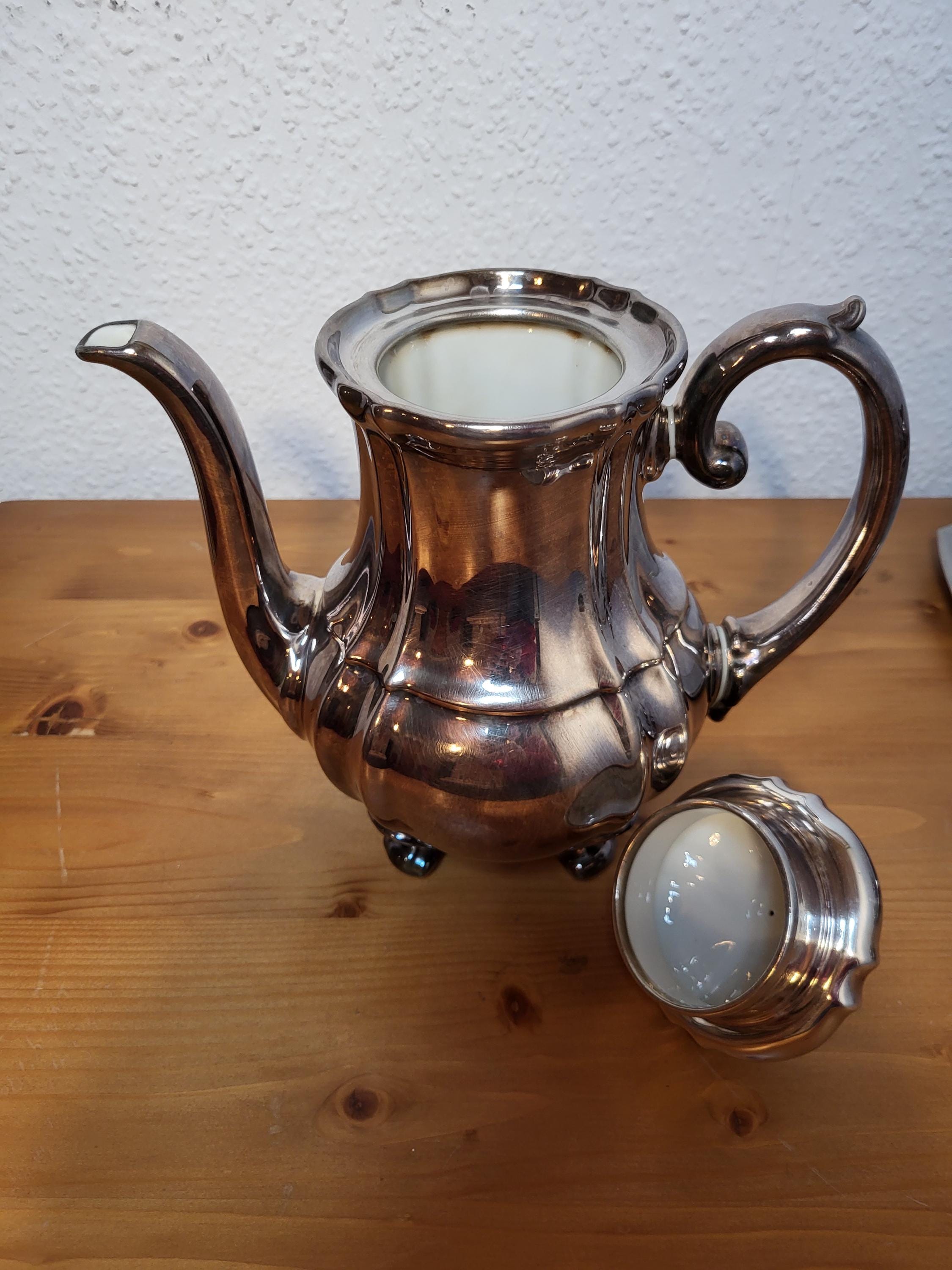 Vintage Silver Plated Porcelain Tea/coffee Set by Bmf,1970s. - Etsy