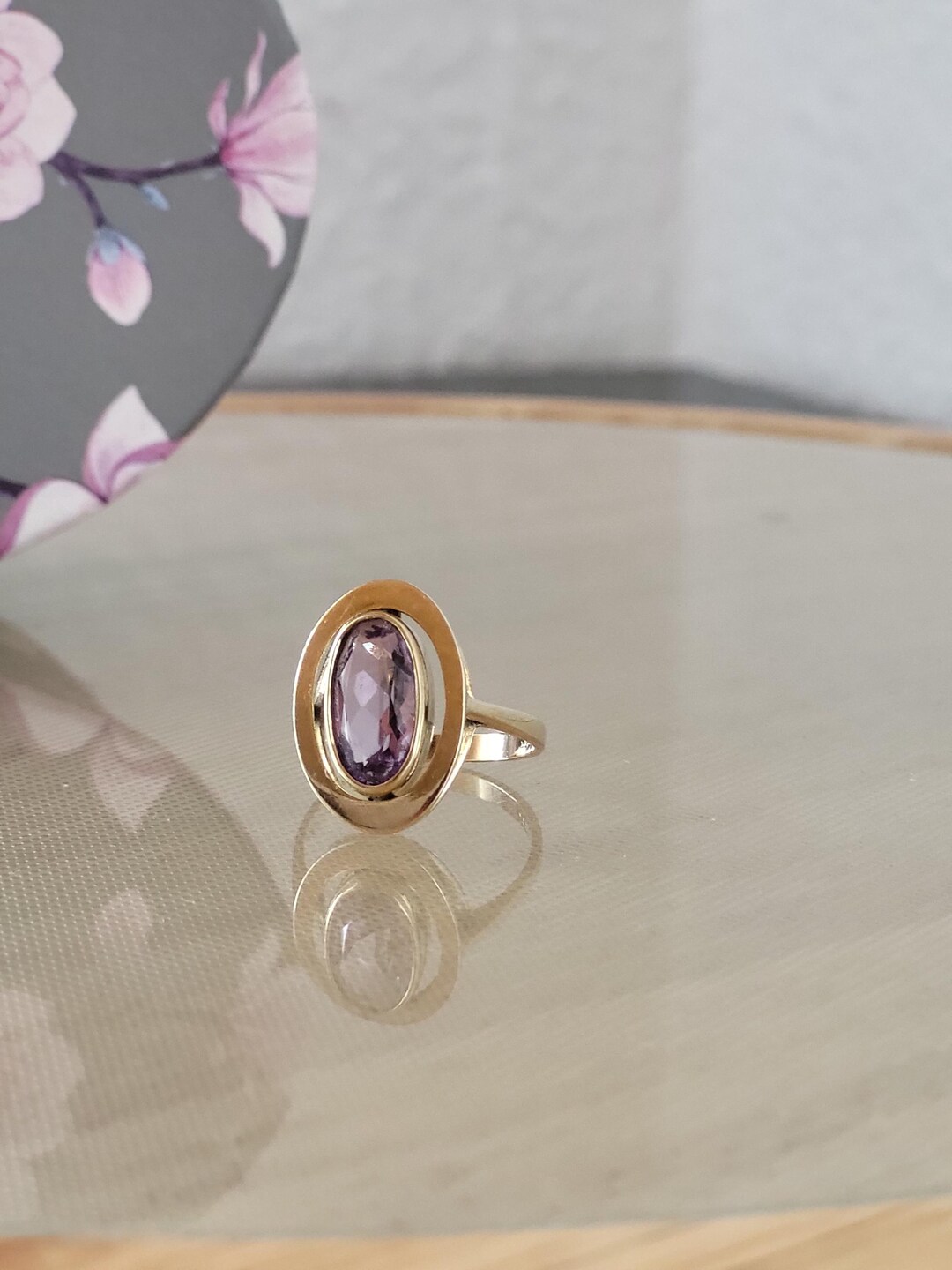 Vintage 8K Gold Ring With Natural Amethyst | German Size 18 | 4g ...
