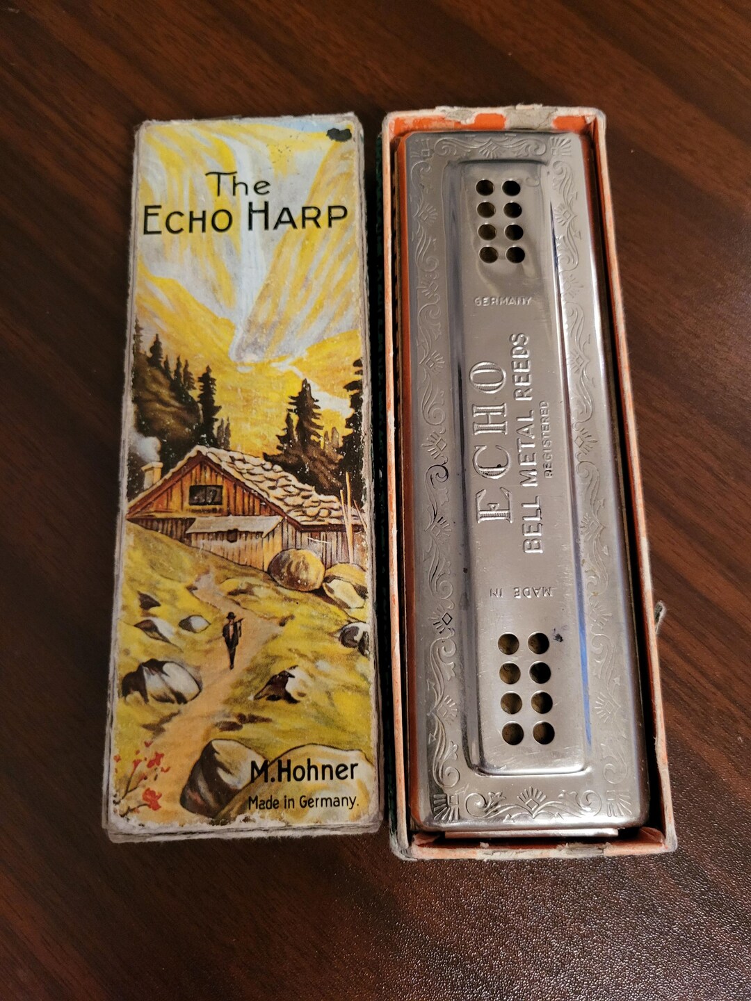 Vintage Harmonica "hohner" Echo Harp C/G Model 56/96 M1, Germany, 1070 ...