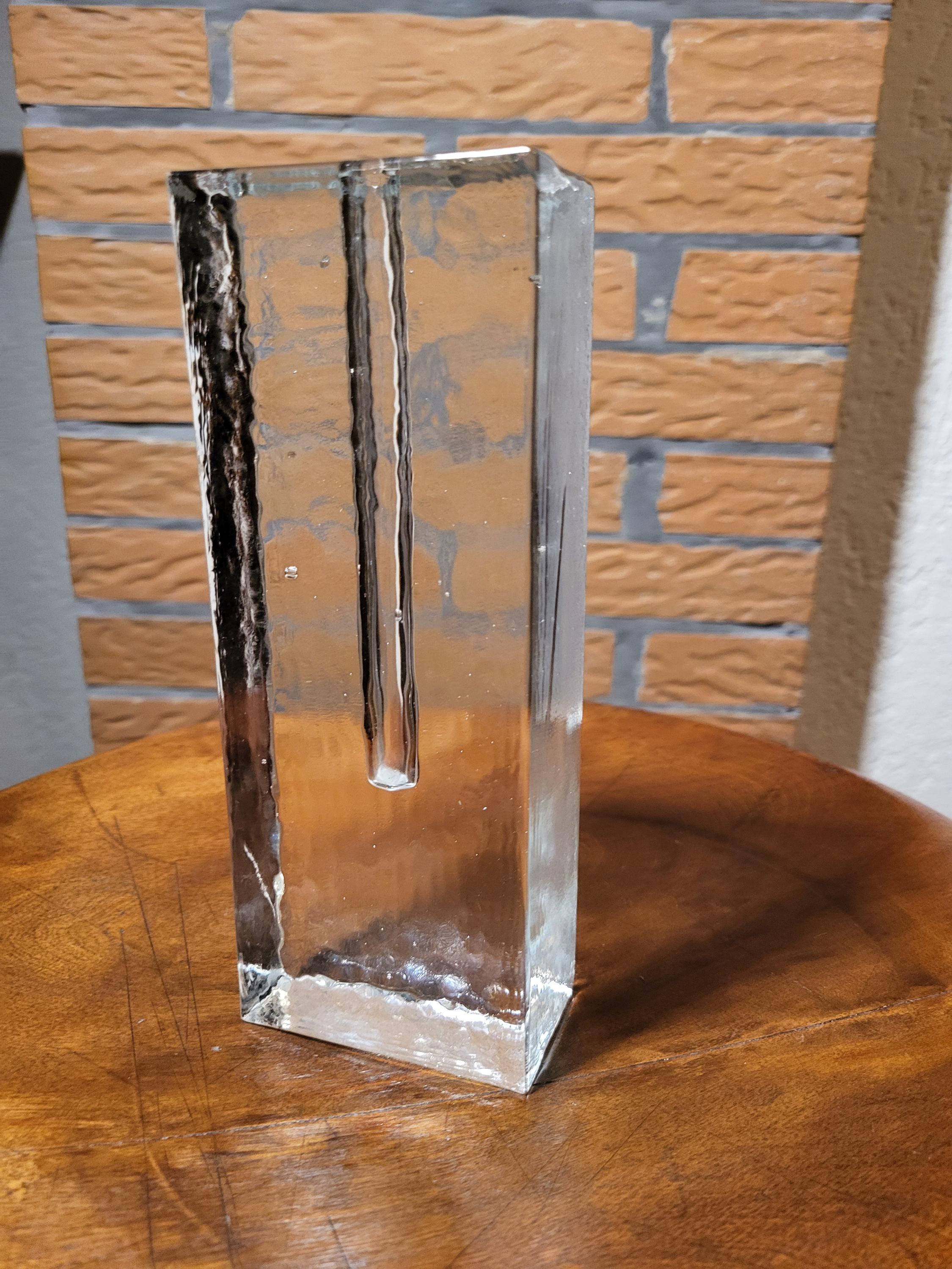 Vintage Scandinavian Style Vase, Glass Block, Klaus Breit, 1960s. - Etsy