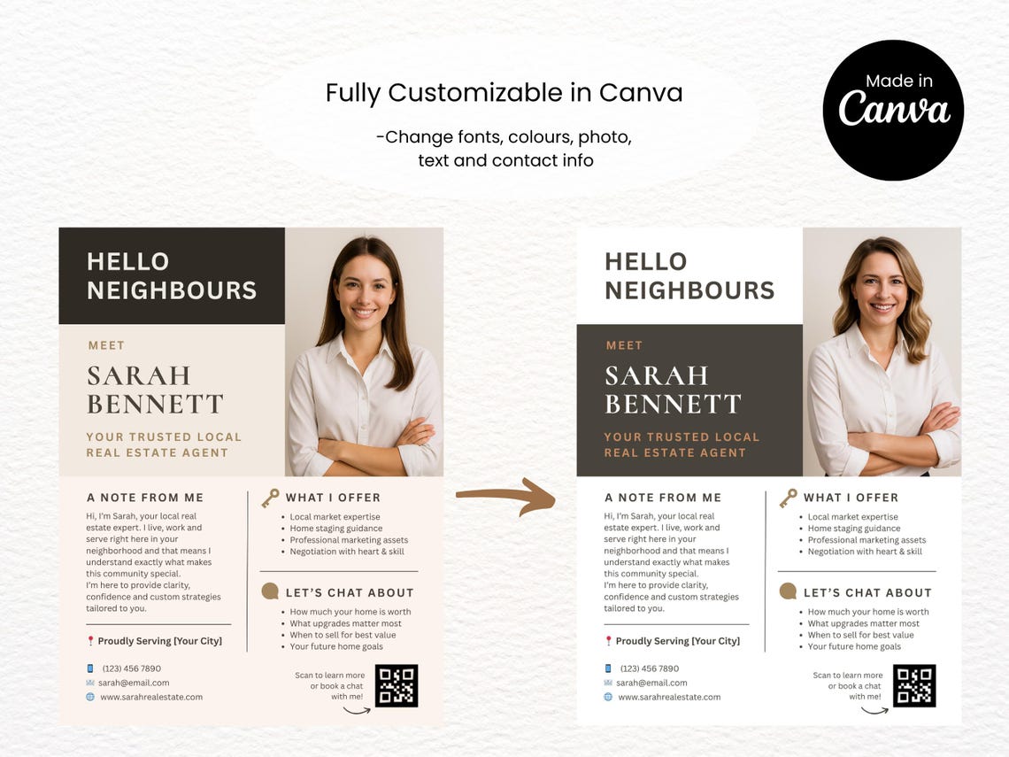 Realtor Introduction Flyer Template: Editable Canva Design (US Letter ...