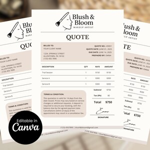 Editable Makeup Artist Quote Template: Pink Blush Canva Form (US Letter ...