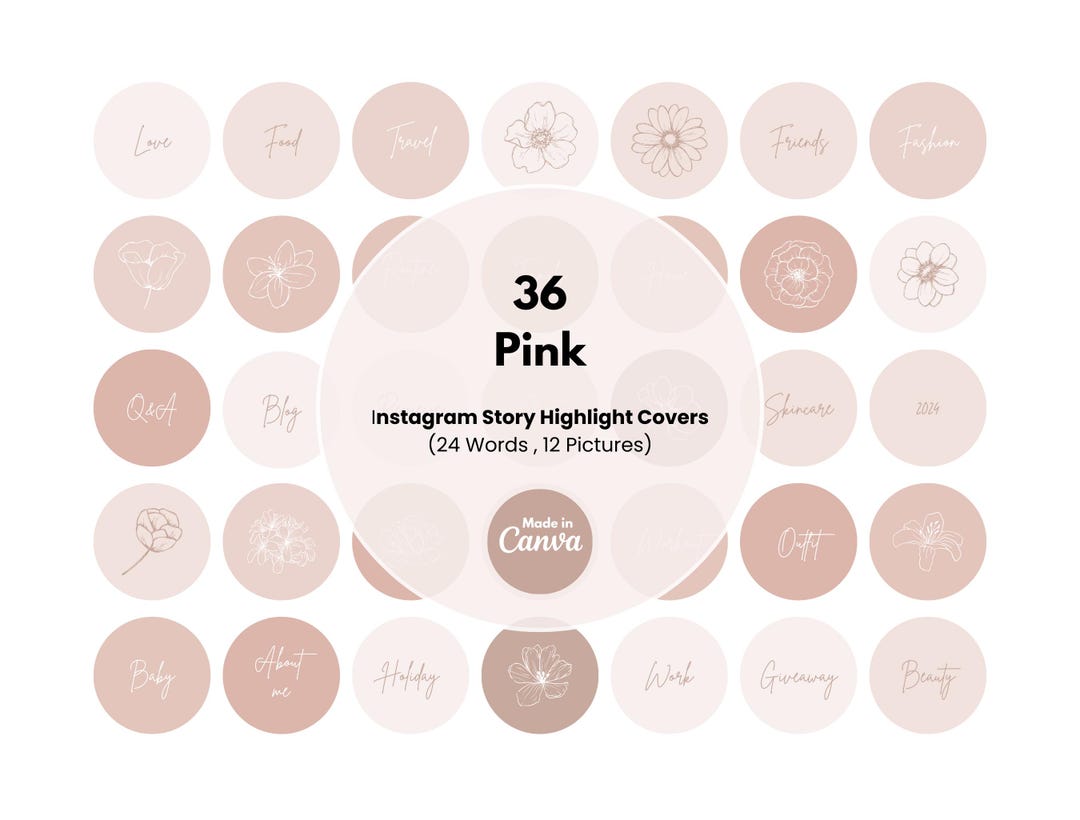 36 Pink Instagram Highlight Cover | Pink Instagram Highlight for Canva ...
