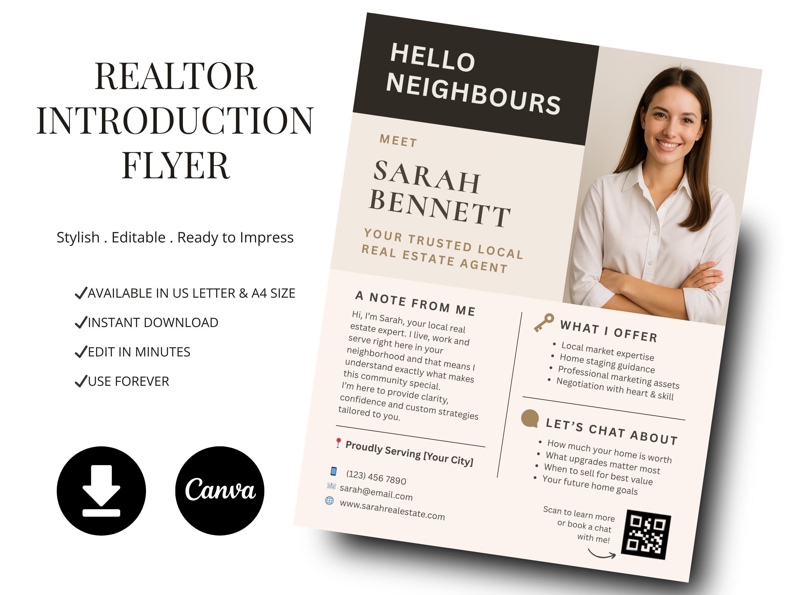Realtor Introduction Flyer Template: Editable Canva Design (US Letter ...