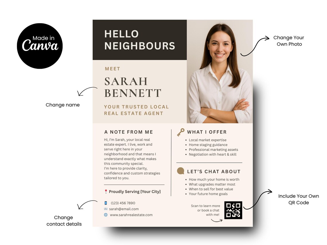 Realtor Introduction Flyer Template: Editable Canva Design (US Letter ...