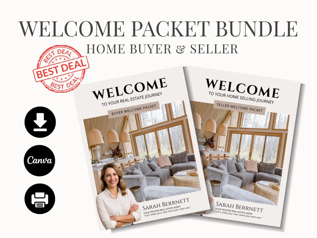 Real Estate Welcome Packet Bundle: Home Buyer & Seller Canva Templates ...