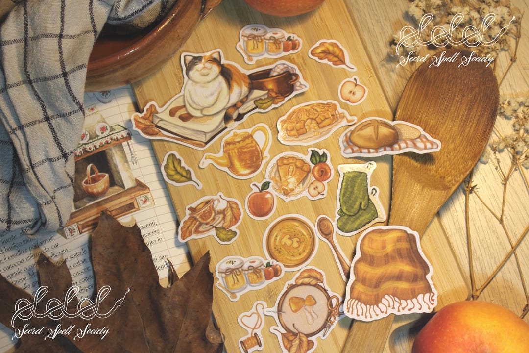 Cozy Cottagecore Sticker Pack Cat Sticker Cottage Rural Sticker Cozy ...