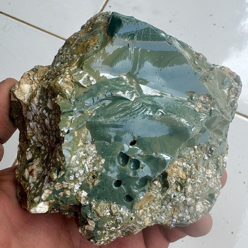 662g Green Impactite Glass From Meteorite Impact, Suevite Not Tektite ...