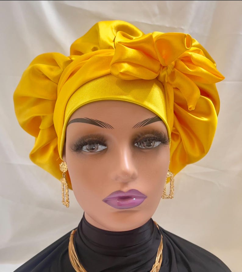 Reversible Silk Satin Bonnet for Sleep and Lounging Double Layer Satin ...