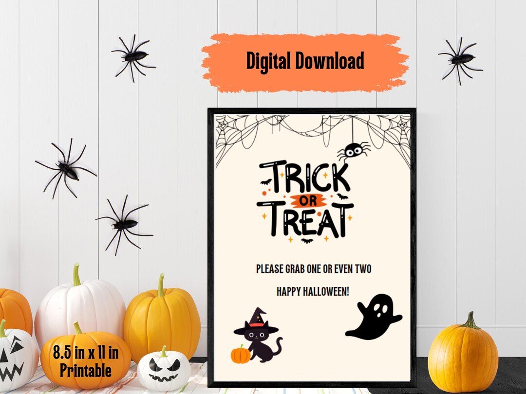 Printable Trick-or Treat Sign, Halloween Decor - Etsy