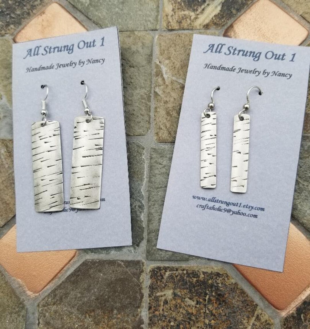 Birch Bark Earrings - Sterling Silver - Hand Stamped Jewelry - Nature ...