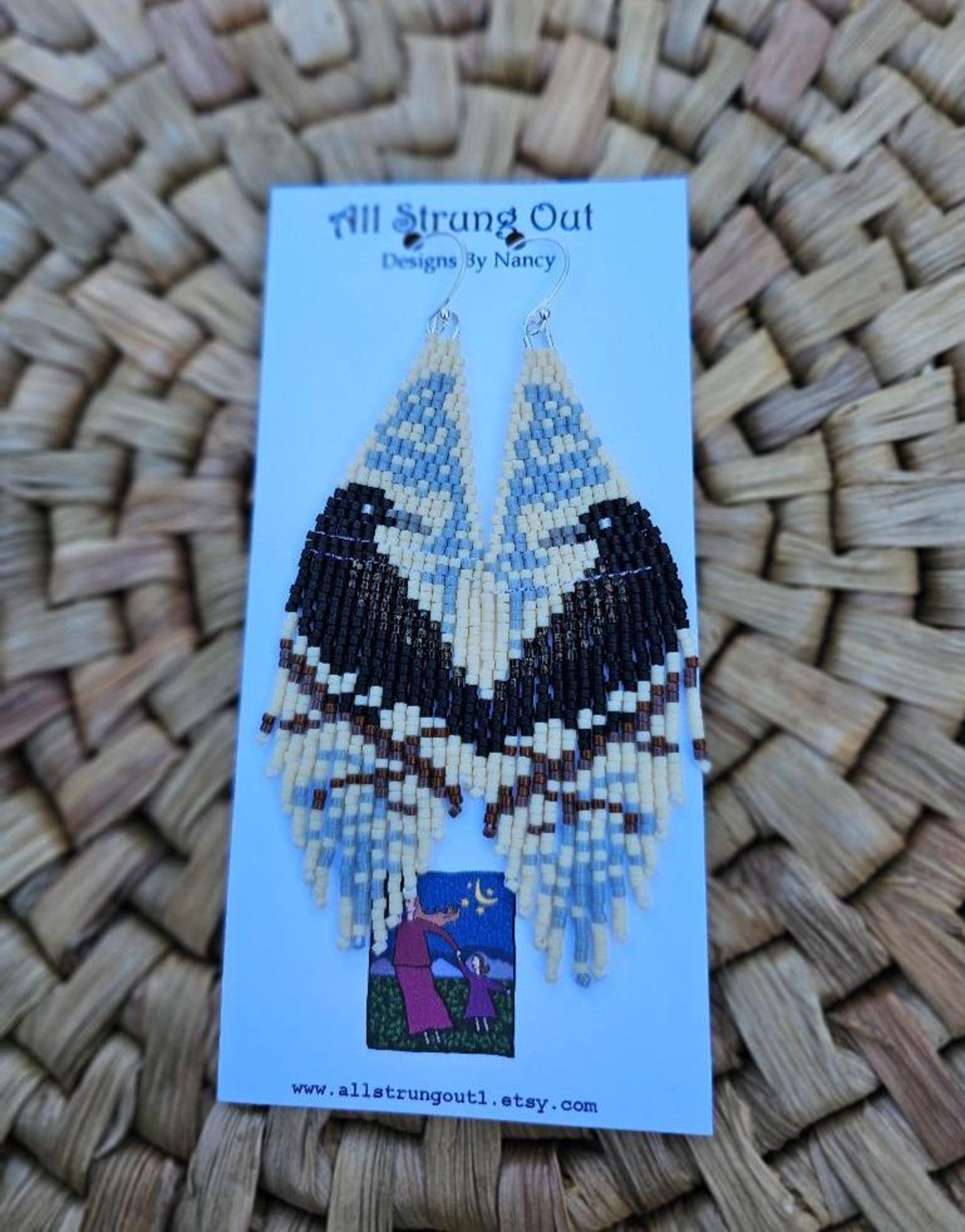 Raven / Crow Seed Bead Earrings - Raven/crow Jewelry - Autumn Bird ...