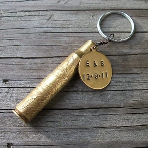 Etched Repurposed Brass Bullet Casing Keychain for Him or Her ...