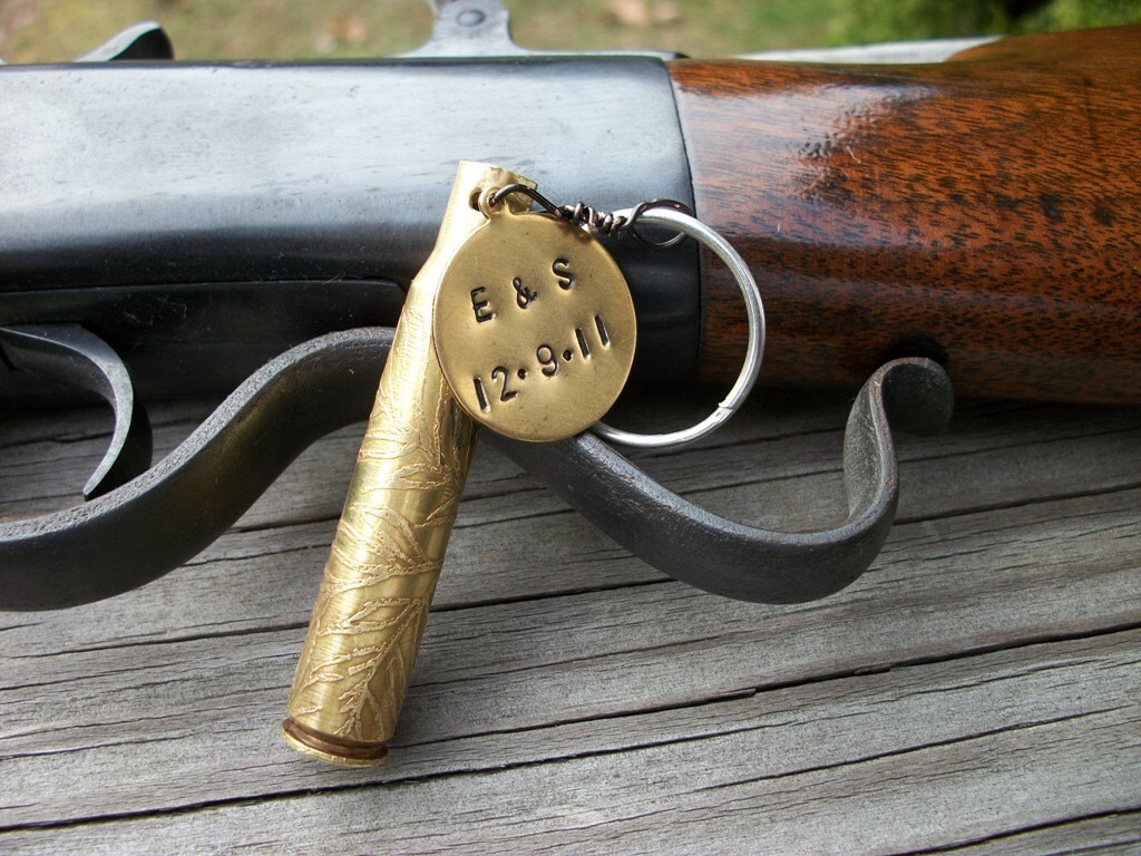 Etched Repurposed Brass Bullet Casing Keychain for Him or - Etsy