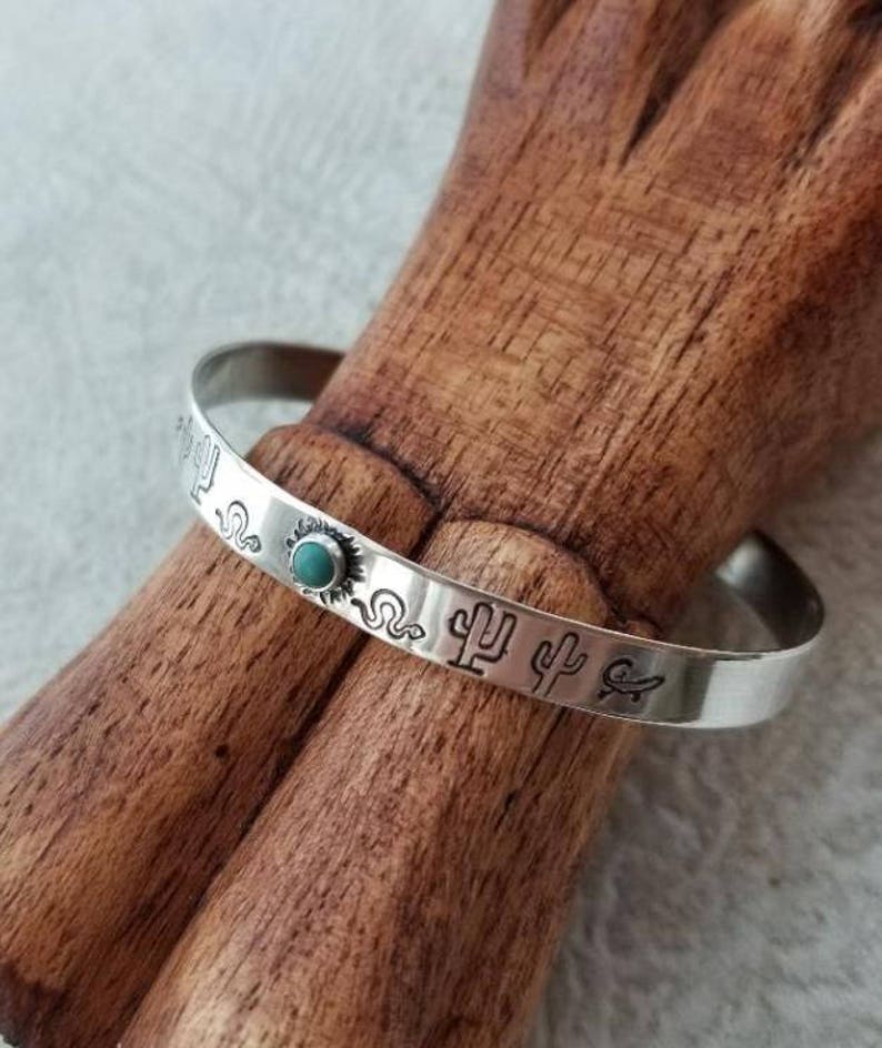 Southwest Saguaro Cactus Sterling Silver Cuff Bracelet Etsy