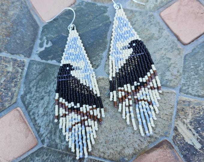 Raven / Crow Seed Bead Earrings - Raven/crow Jewelry - Autumn Bird ...