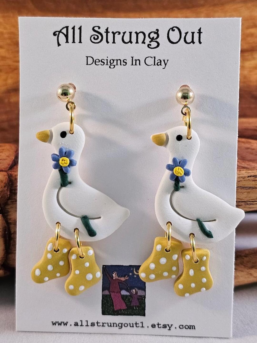 Goose With Rain Boots Earrings, Goose Clay Earrings, Goose Clay Jewelry ...