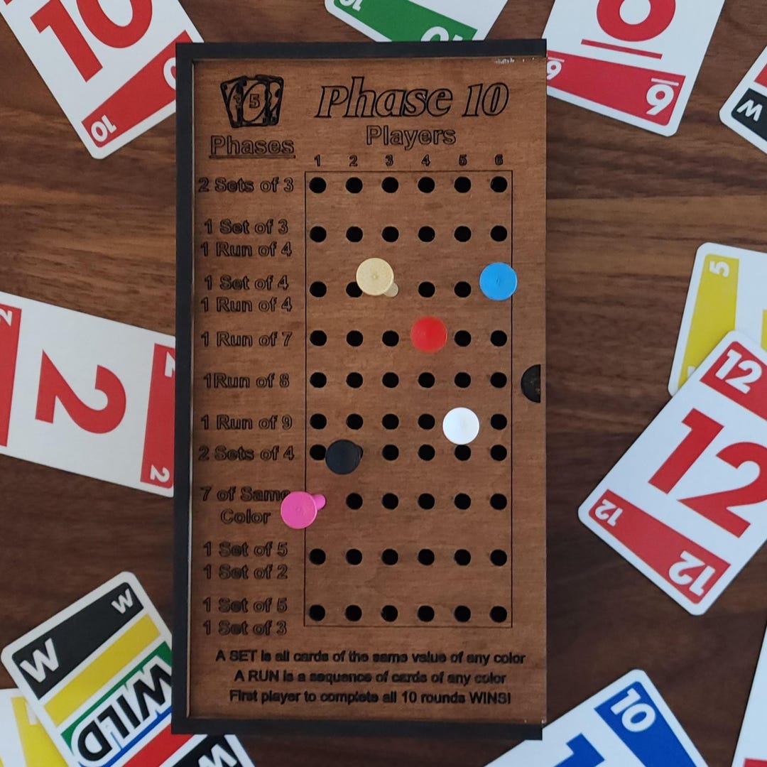 Custom Engraved Phase 10 Box With Scoring Top - Handmade Wood - Etsy