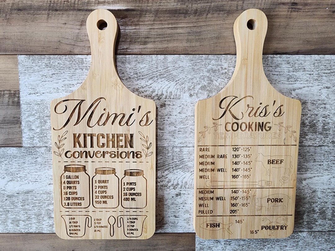 Personalized Kitchen Conversion Chart Cutting Board – Custom Engraved ...