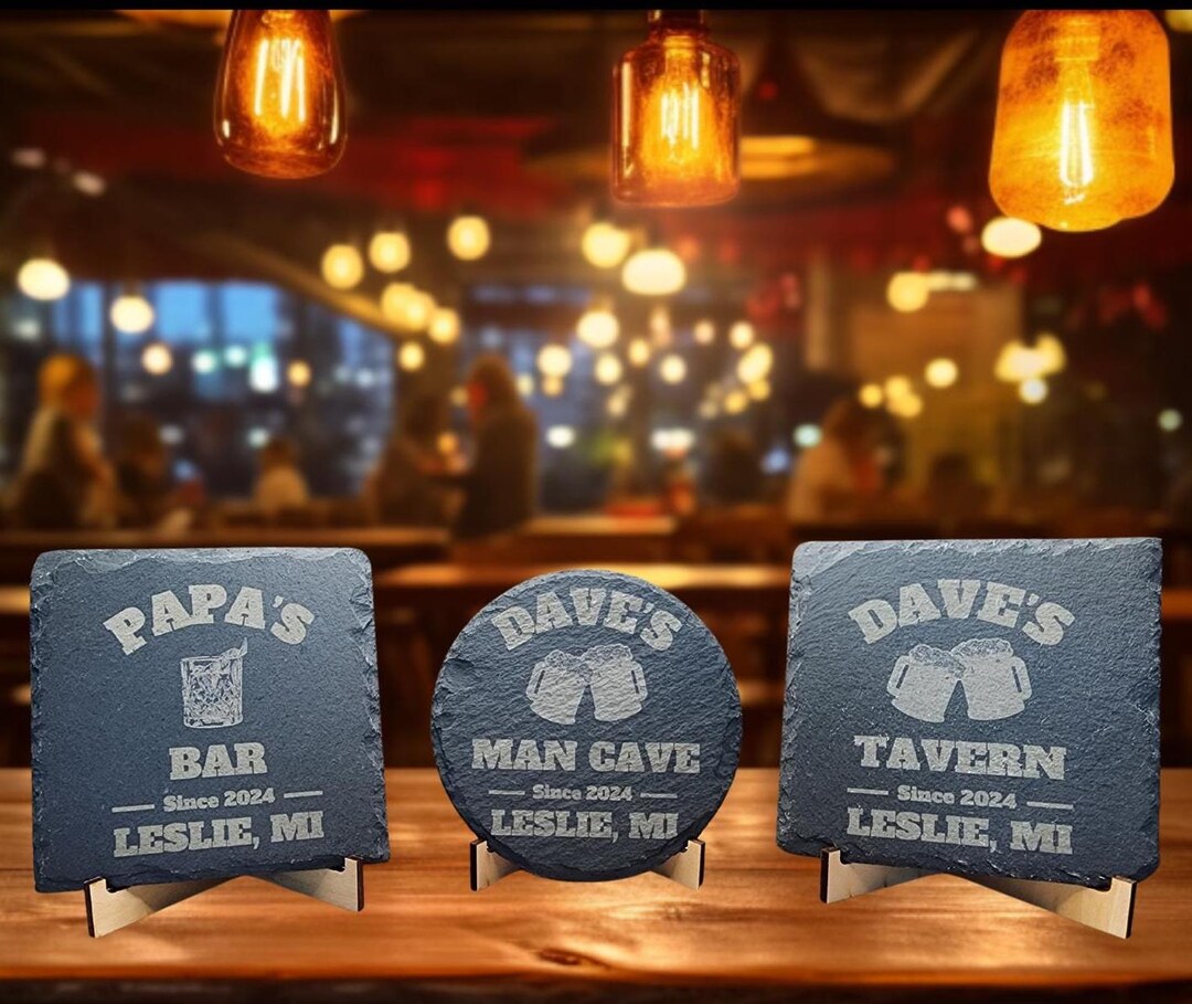 Personalized Slate Coaster Set – Custom Bar Coasters, Engraved ...