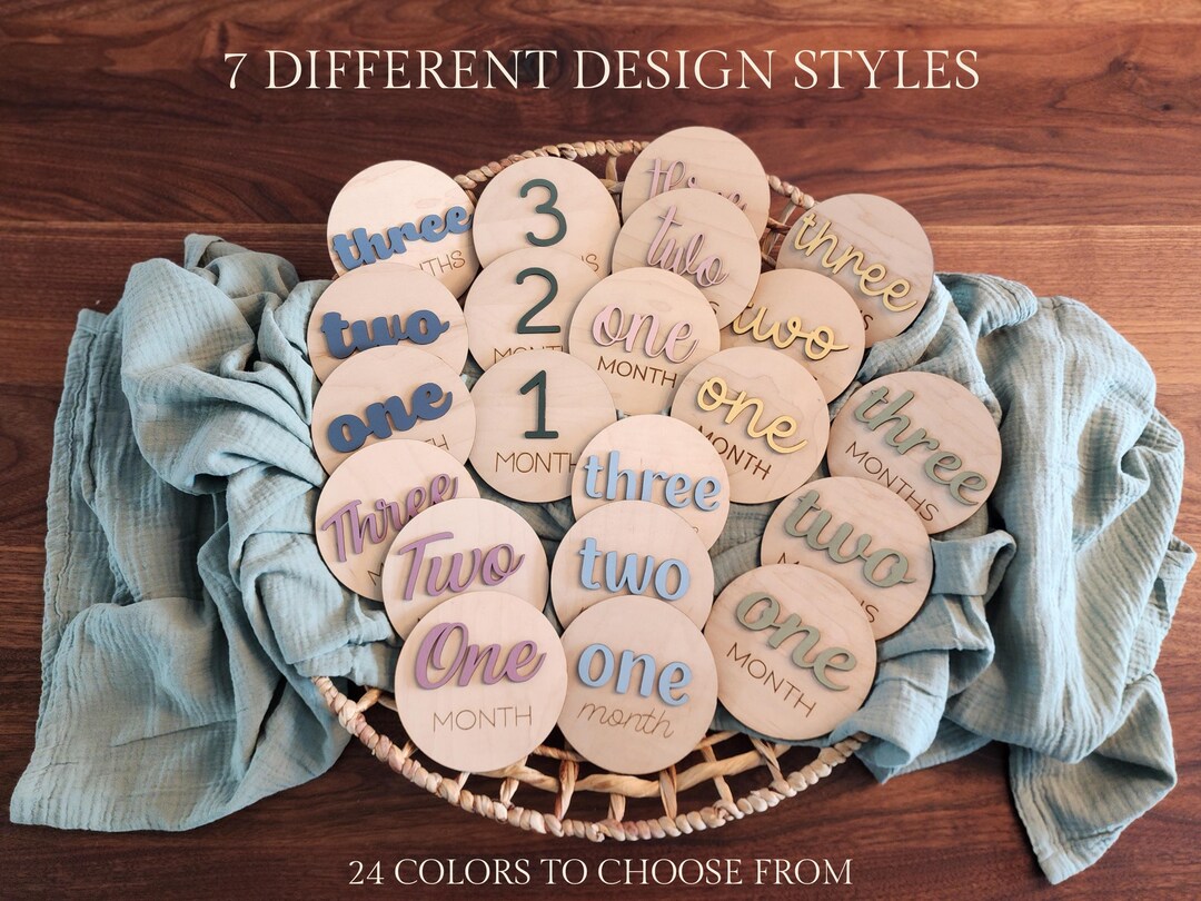 Personalized 3D Wooden Monthly Milestone Discs, Newborn Photo Props ...