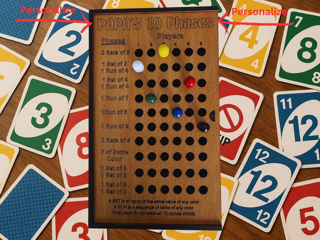 Personalized Wooden 10 Phase Card-game Box W/ Peg Scoreboard - Etsy