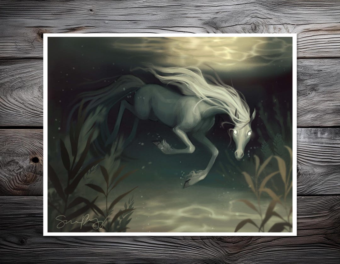 White Kelpie- LIMITED RUN - Art Print - Fantasy Art Home Decor - Fairy ...