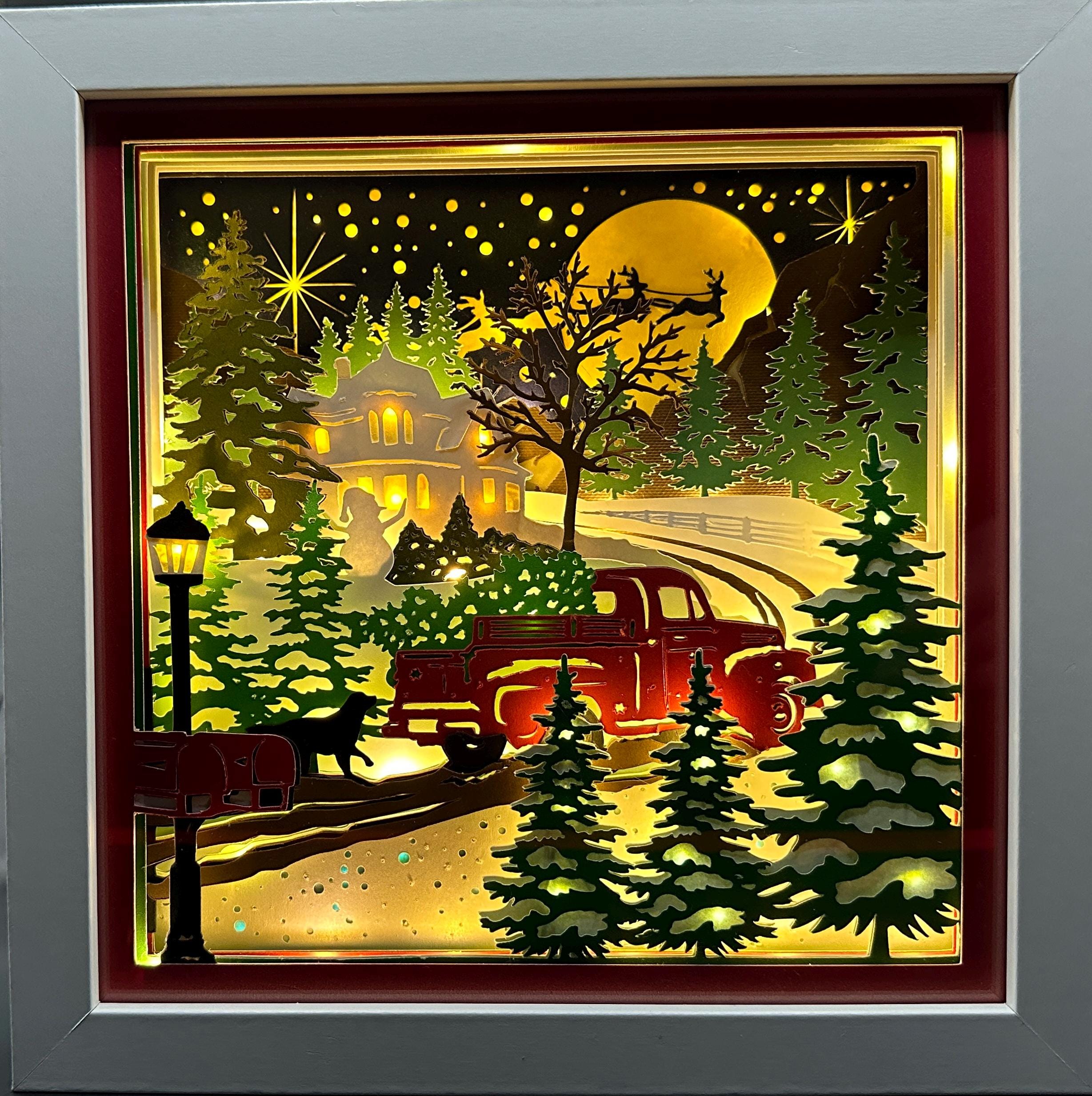 Christmas Scene Lighted Shadow Box - Etsy