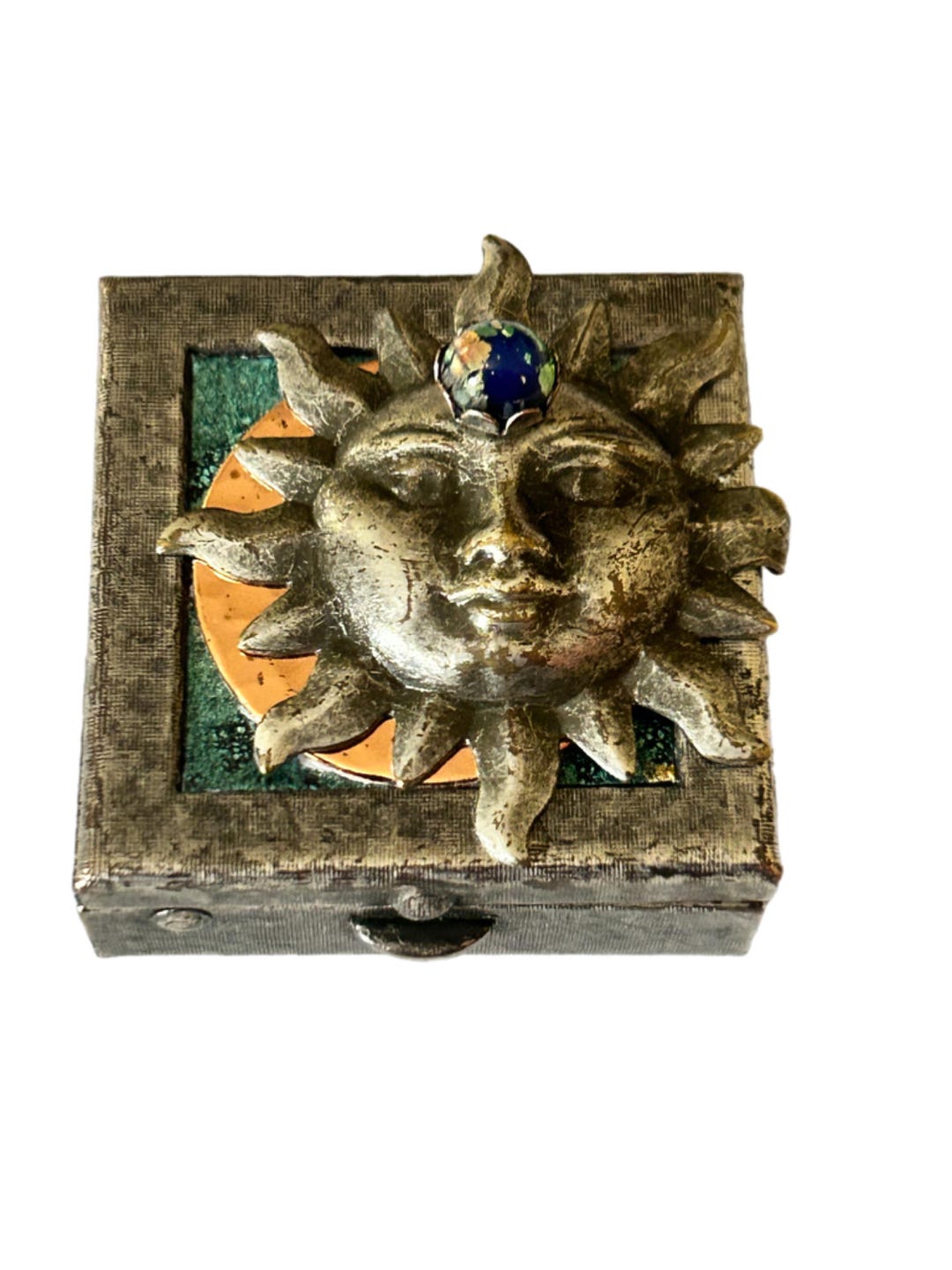 Mixed Metal Handmade Sun Motif Vintage Pillbox - Etsy