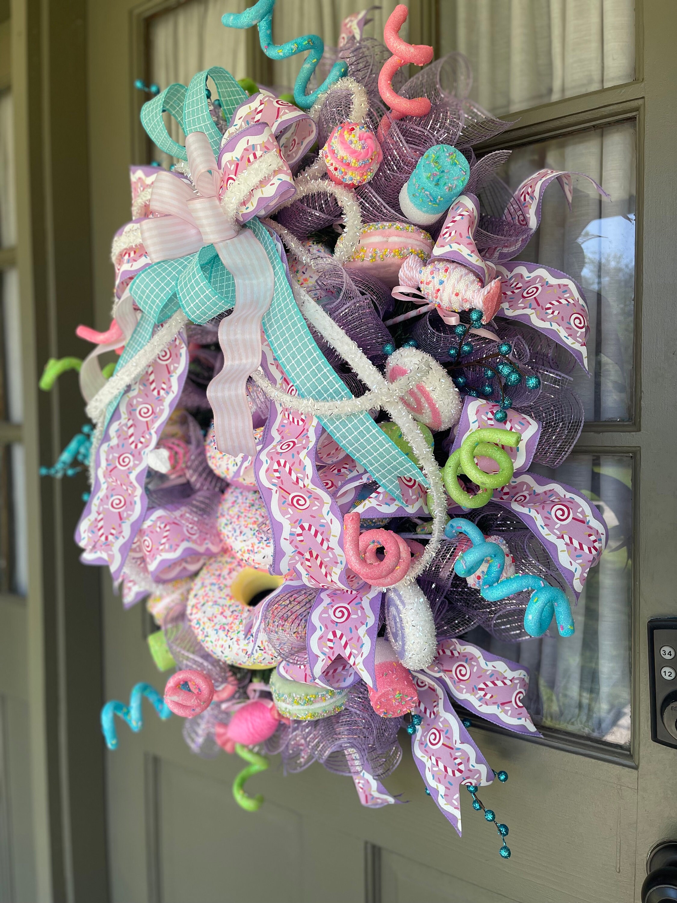 Pastel Bakery Wreath: Macarons & Sweets Door Hanger - Etsy