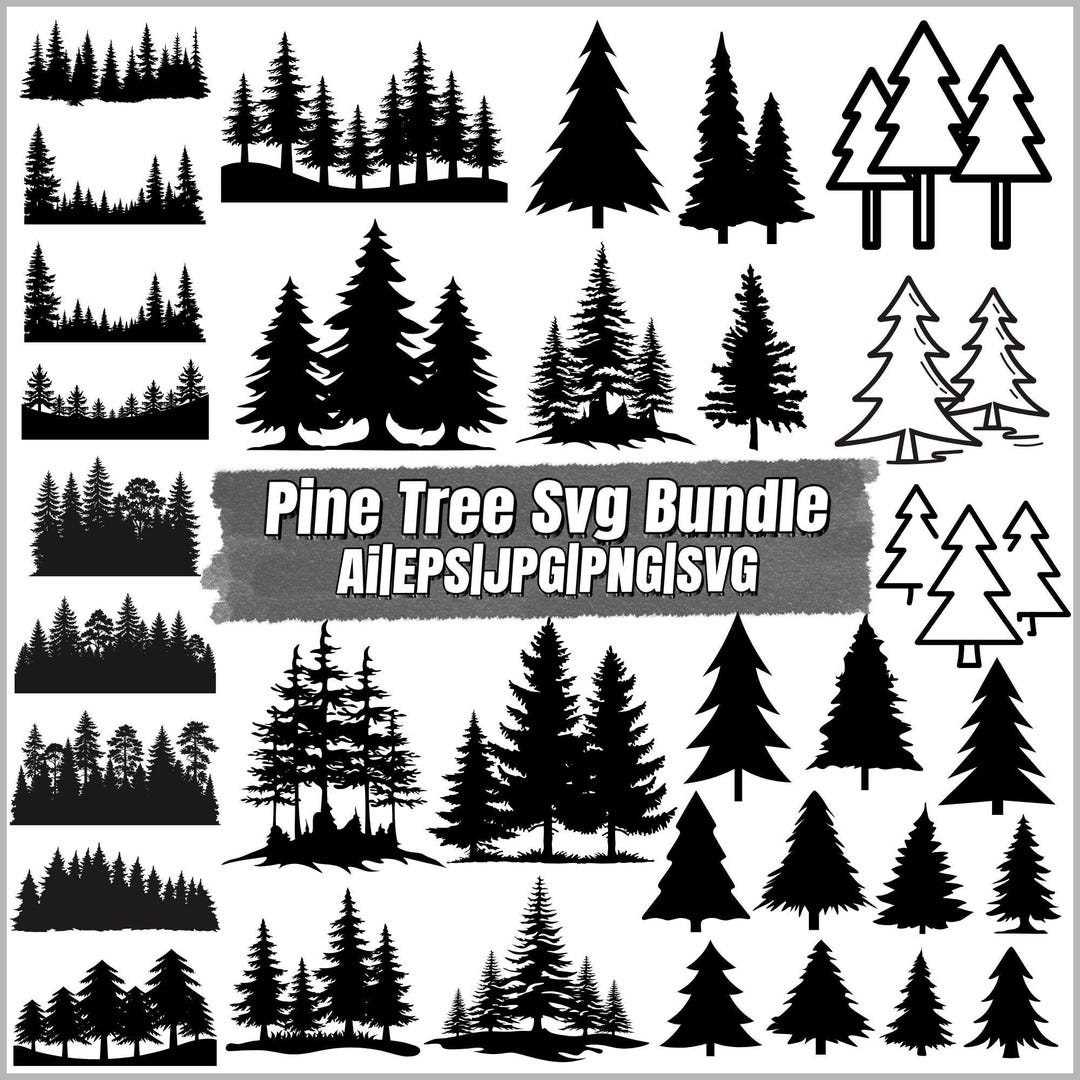 Pine Tree Svg Bundle, Evergreen Trees Svg,forest Svg Bundle,landscape ...