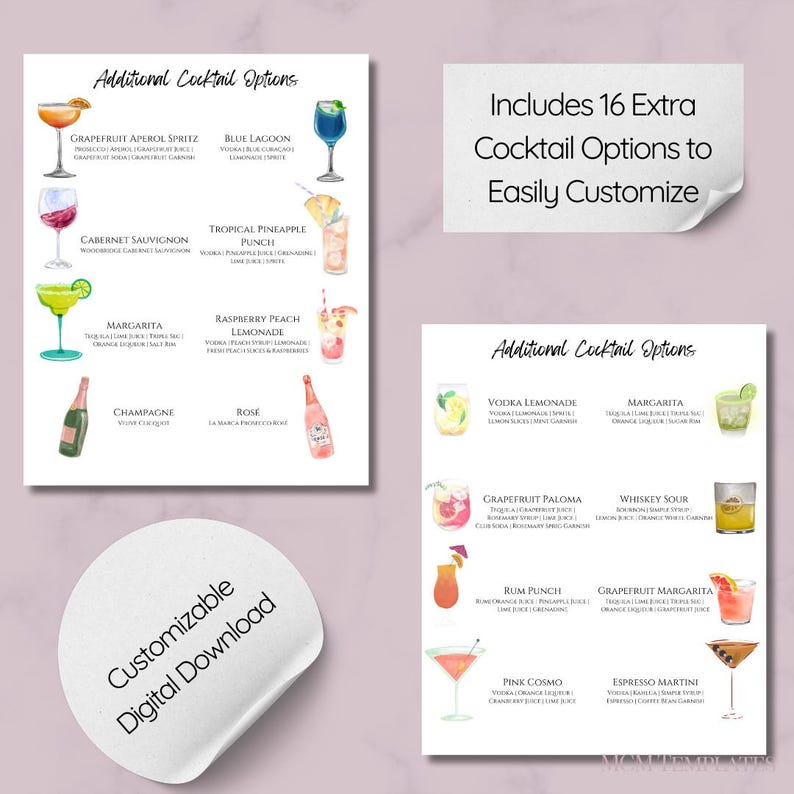 Signature Cocktails Wedding Bar Sign | Customizable Cocktail Template ...