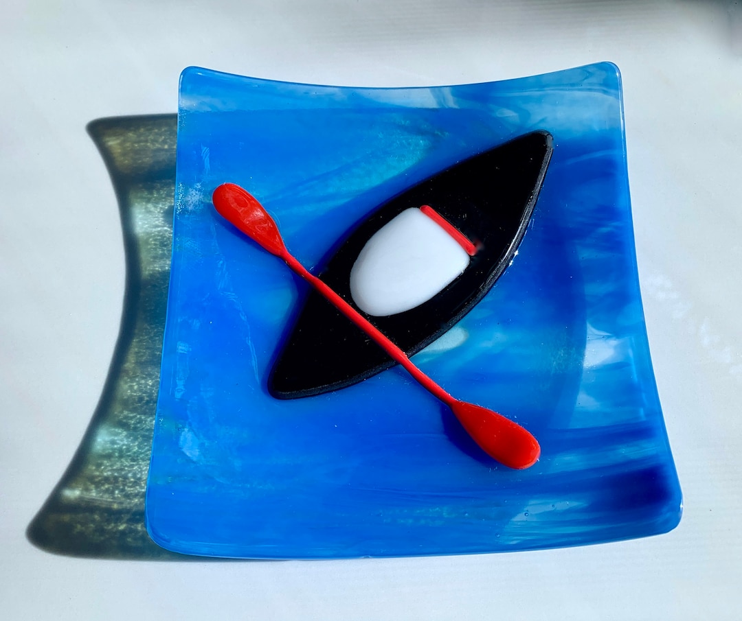 Fused Glass Kayak Trinket Dish: Handmade Watersport Decor - Etsy