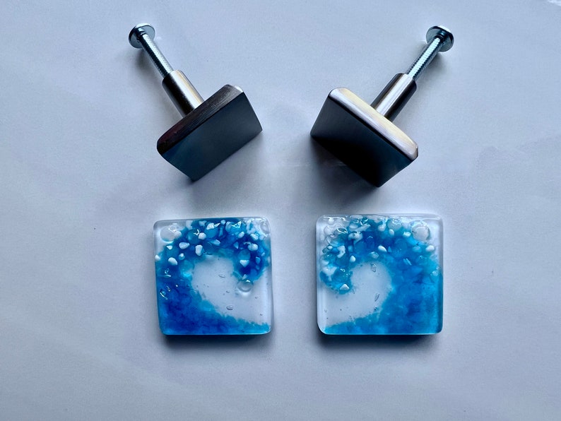 Fused Glass Cabinet Pulls Ocean Wave Drawer Handles - Etsy