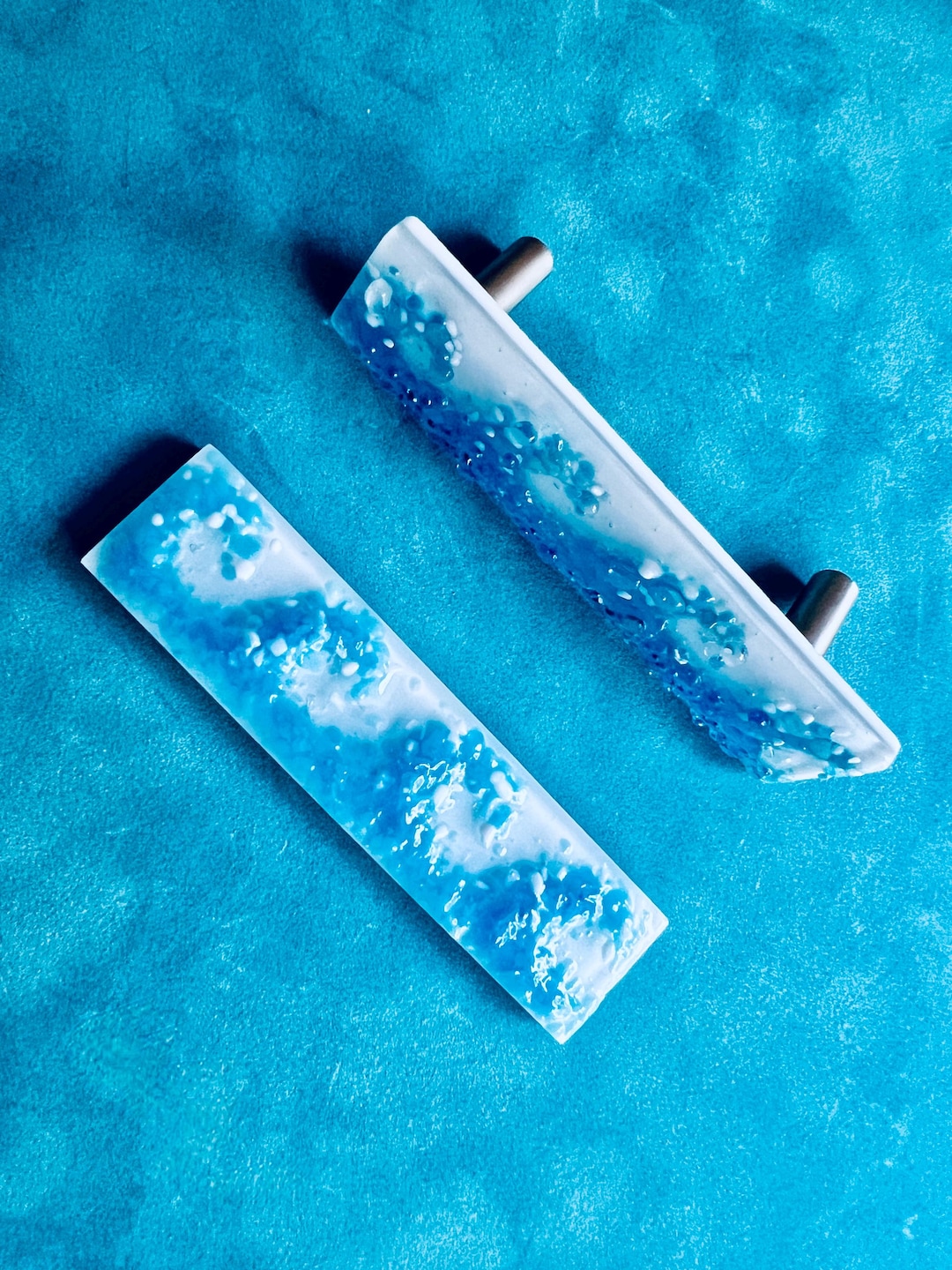 Fused Glass Cabinet Pulls, Ocean Wave Drawer Handles, Hand-made ...