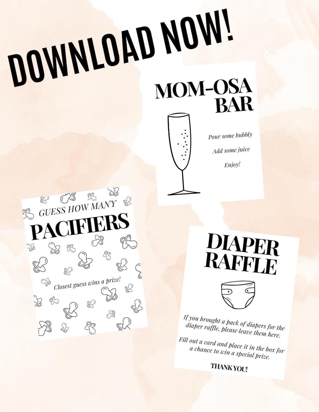Baby Shower Signs Printable, Baby Shower Games, Diaper Raffle ...