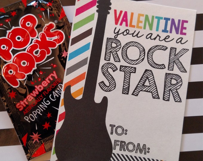 INSTANT DOWNLOAD Printable Rock Star Valentines for Valentines Day - Etsy