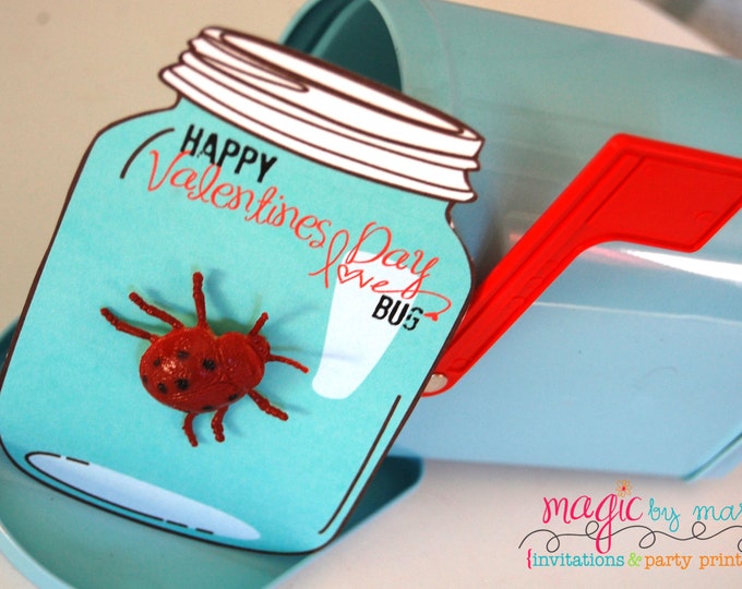 INSTANT DOWNLOAD Printable Mason Jar "love Bug" Valentines for ...