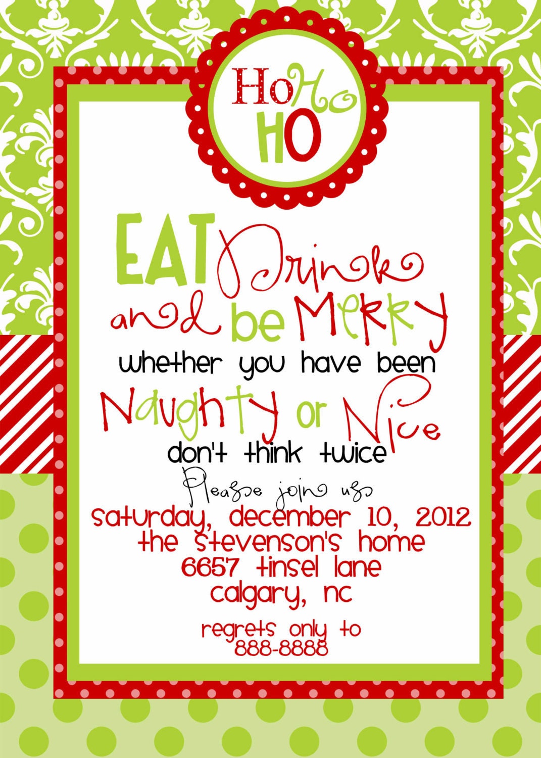 Custom Designed Christmas Party Invitations Eat Drink And Be Etsy
